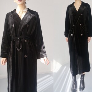 Black Velvet Maxi Tapestry Duster Coat Gothic Emo Elegant Feminine ...