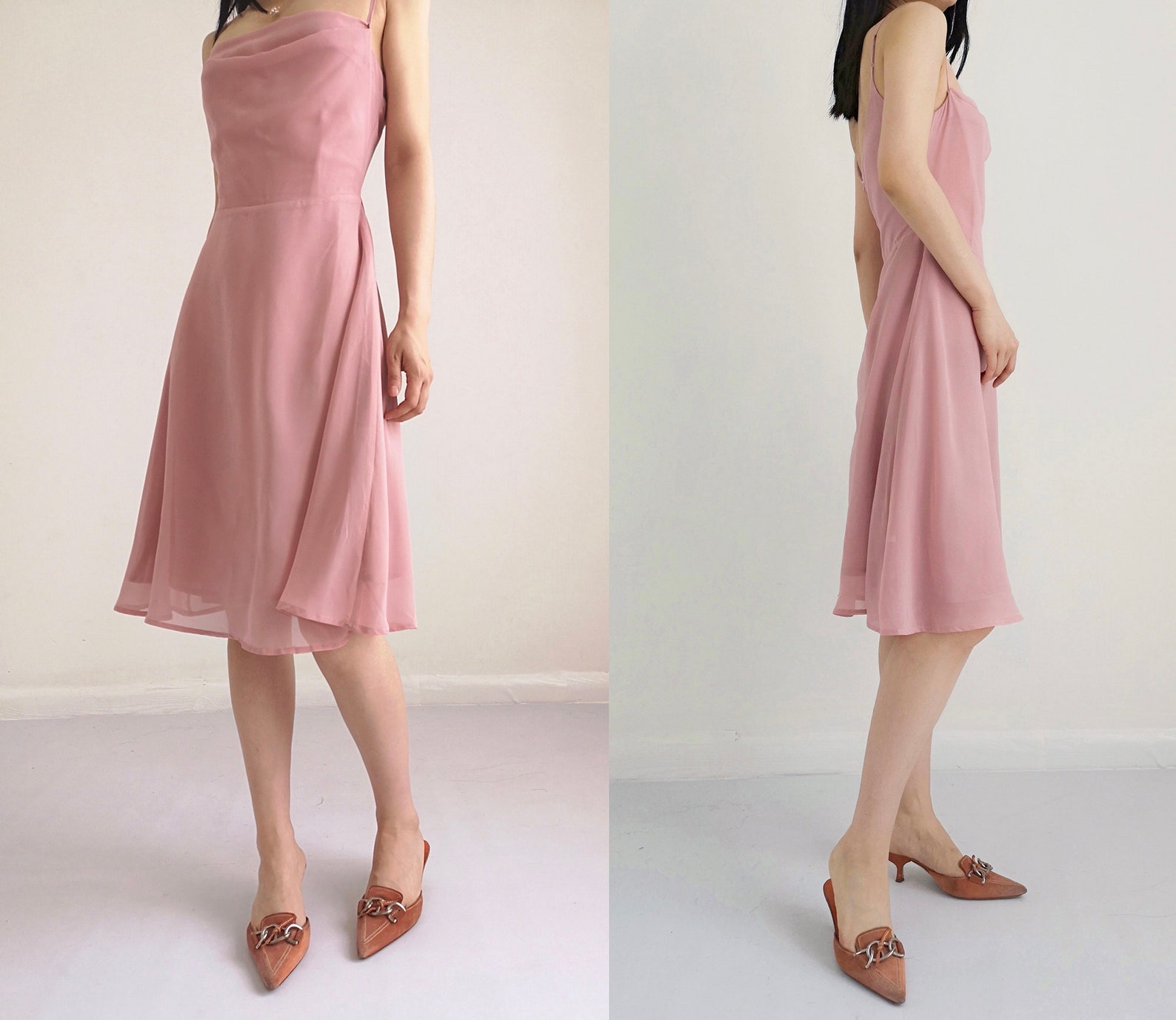 Dusty Pink Chemise Silky Baby Pale Pastel Light Spaghetti | Etsy