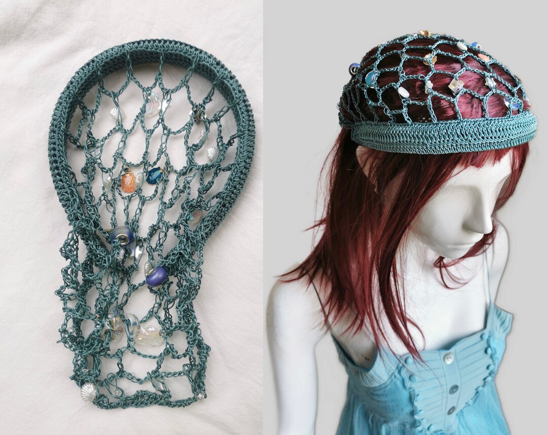 Turquoise Knit Fish Net Hair Accessories Headband Hair Hoop Woven Beret ...