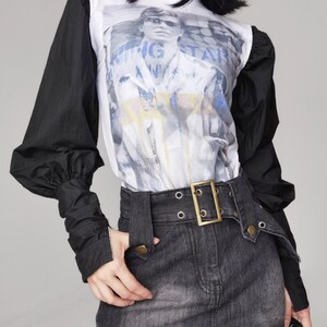 Graphic Print Patched Victorian Black Sleeve Rework Deconstructed ...