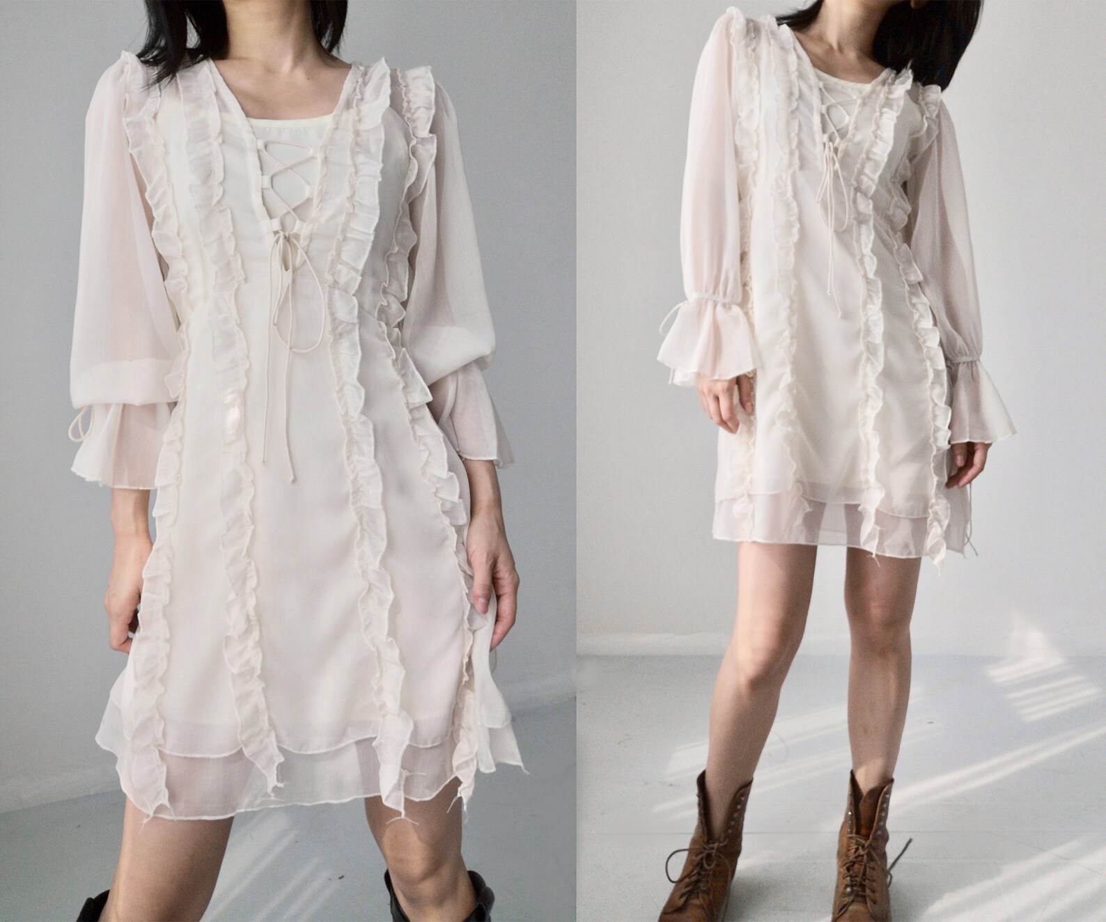 Ruffle off White Cream See Through Light Sheer Gauze Flare - Etsy