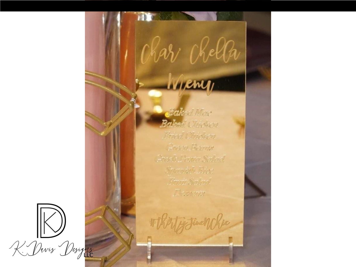 Acrylic Menu Custom Acrylic Menu Bespoke Glam Party Decor - Etsy