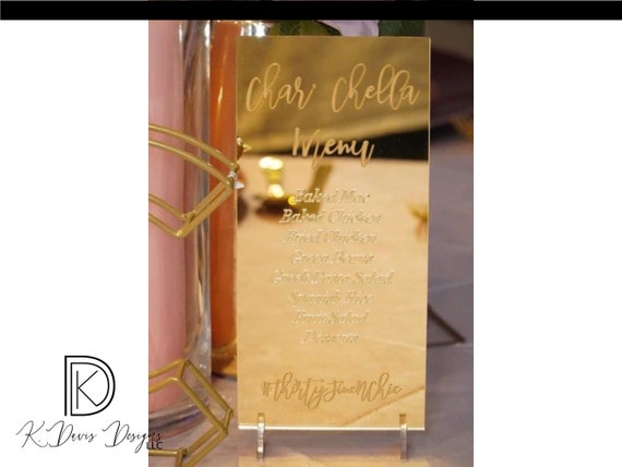 Acrylic Menu Custom Acrylic Menu Bespoke Glam Party Decor - Etsy