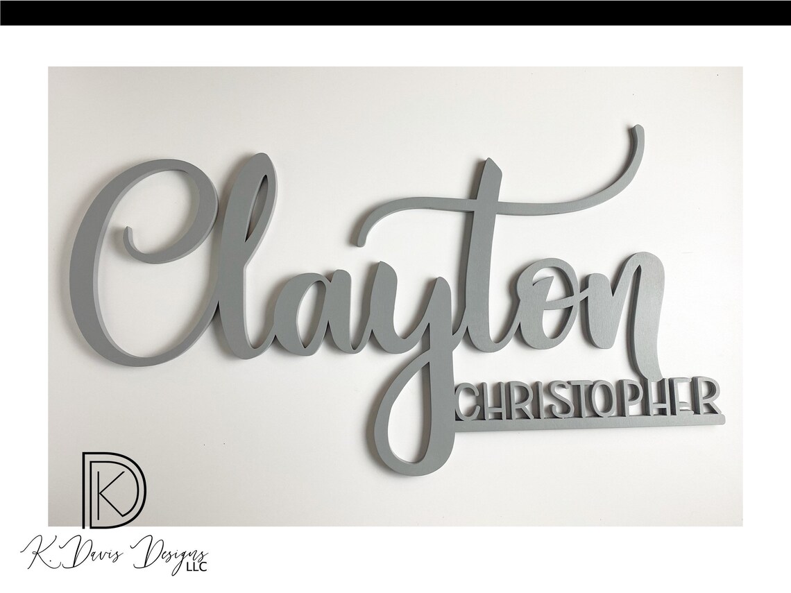 First & Middle Name Sign, Personalized Connected Name Sign, 2 Names ...