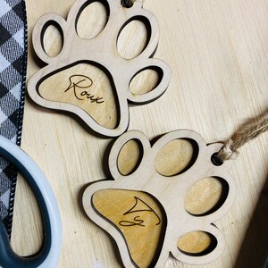 Personalized Wooden Christmas Pet Ornament Laser Cut Stained Wood Cat ...
