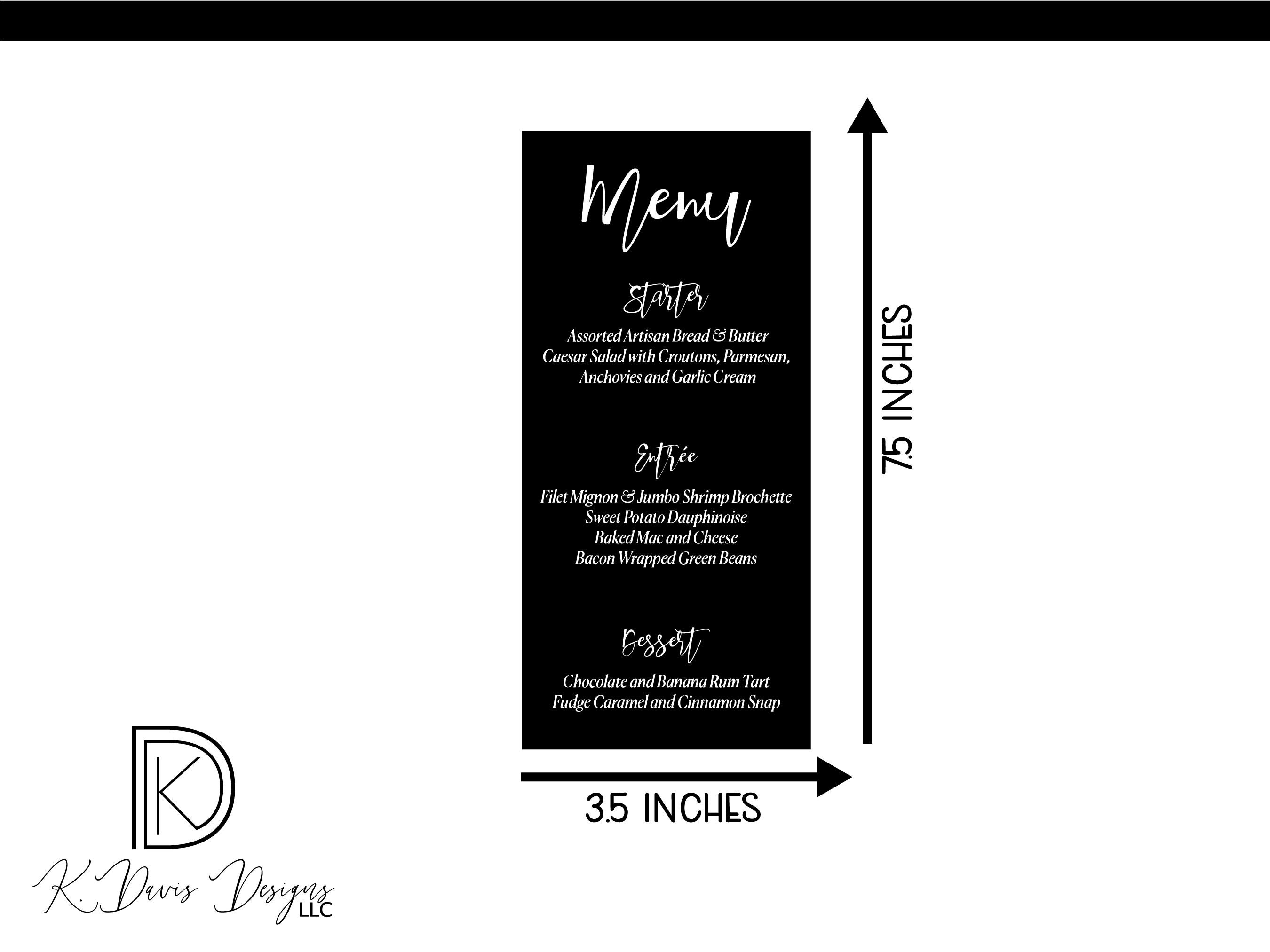 Acrylic Menu Custom Acrylic Menu Bespoke Glam Party Decor - Etsy