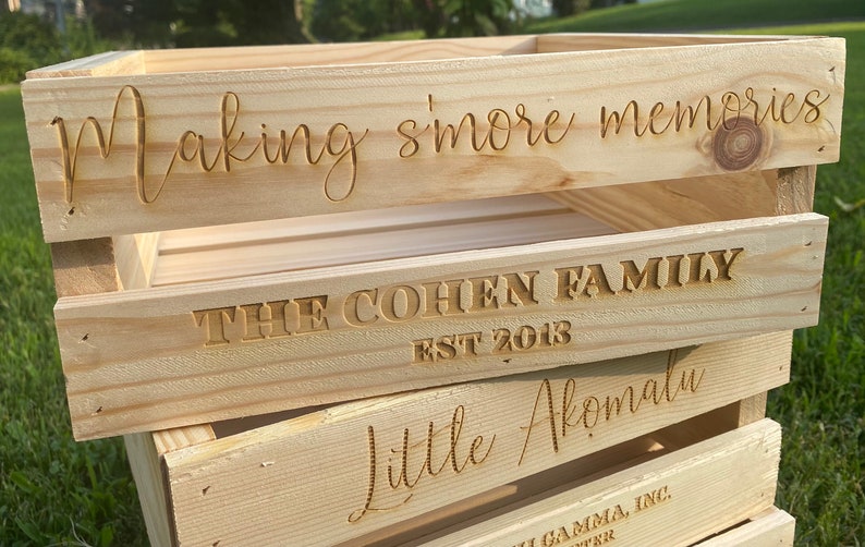 Engraved Personalized Pine Crate - Etsy
