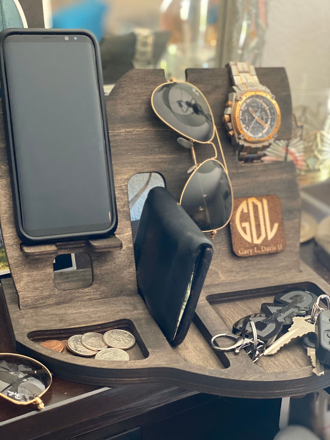 Personalized Charging Station | Night Stand Organizer| EDC| Pocket Gear ...