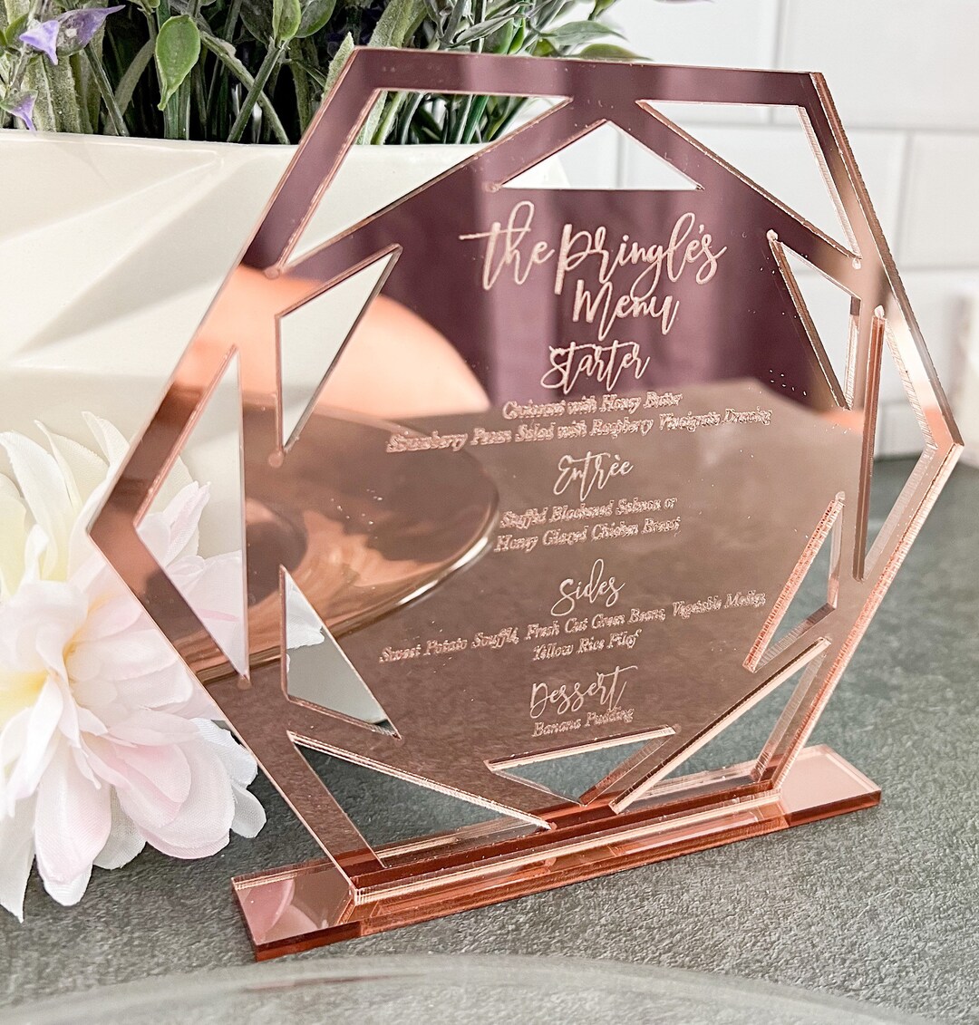 Acrylic Menu, Custom Acrylic Menu, Bespoke Glam Party Decor for ...