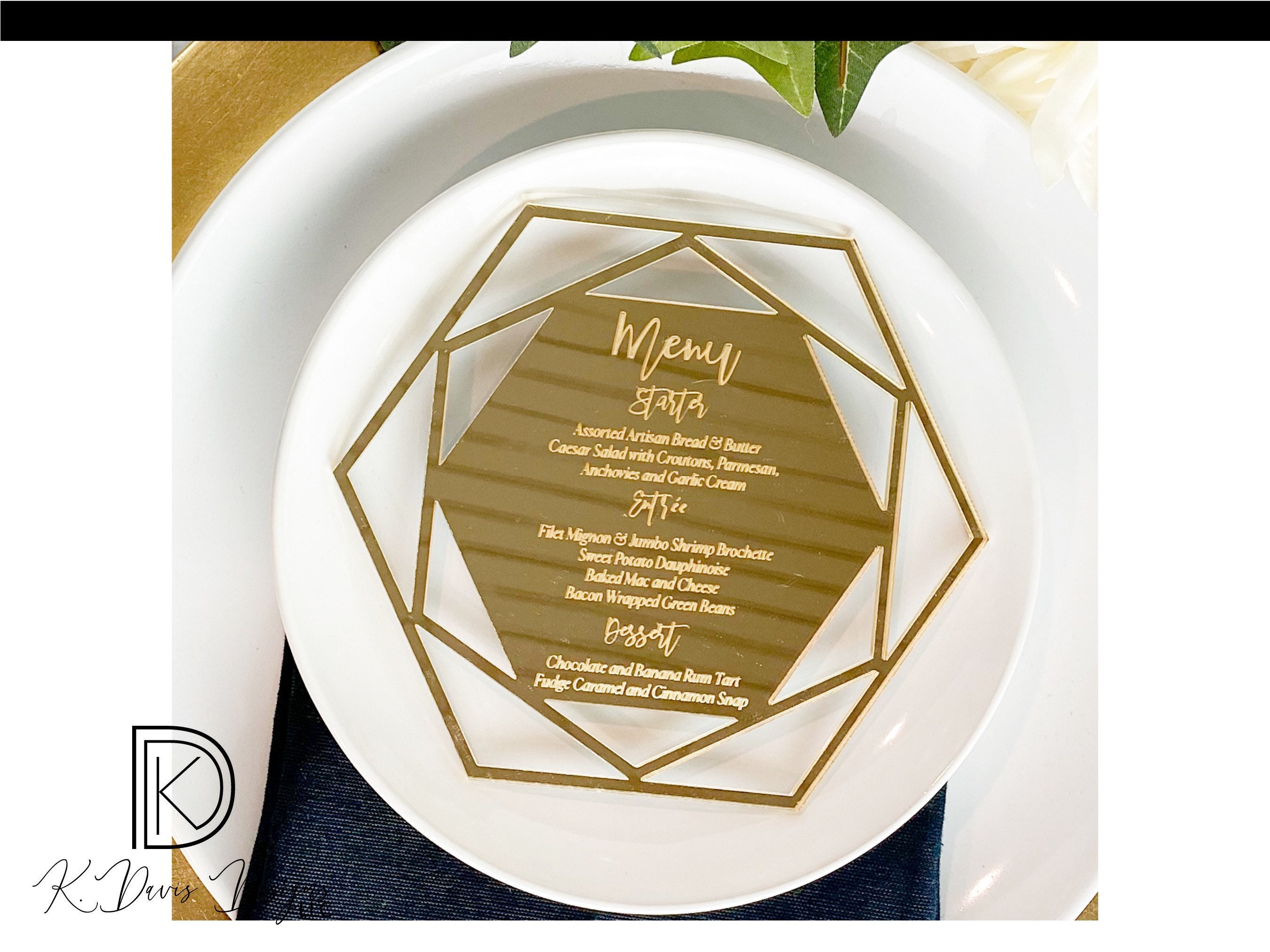 Acrylic Menu Custom Acrylic Menu Bespoke Glam Party Decor - Etsy