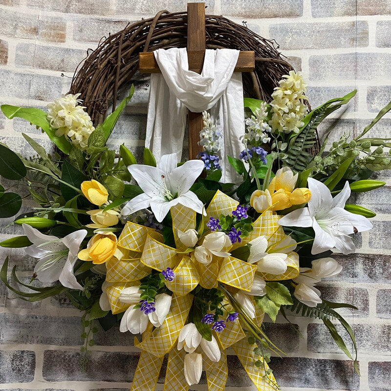 Easter Cross Wreath - Etsy