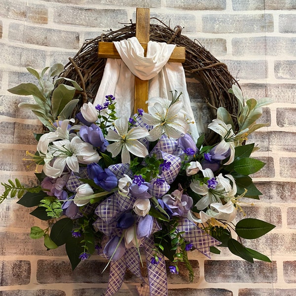 Easter Cross Wreath - Etsy