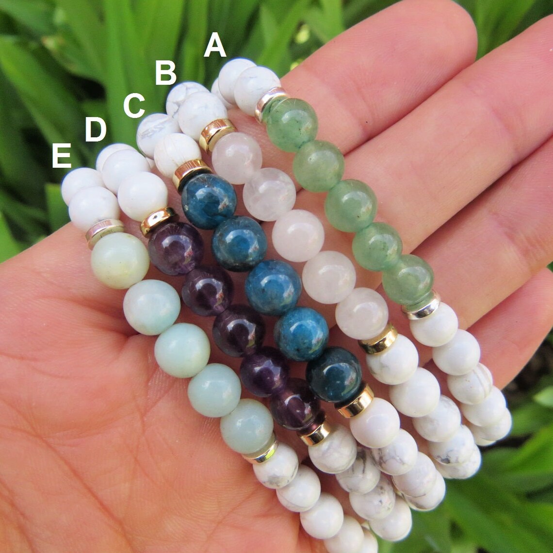 White Stone Bracelet - Beaded Crystal Bracelet - Calming Stone Bead ...