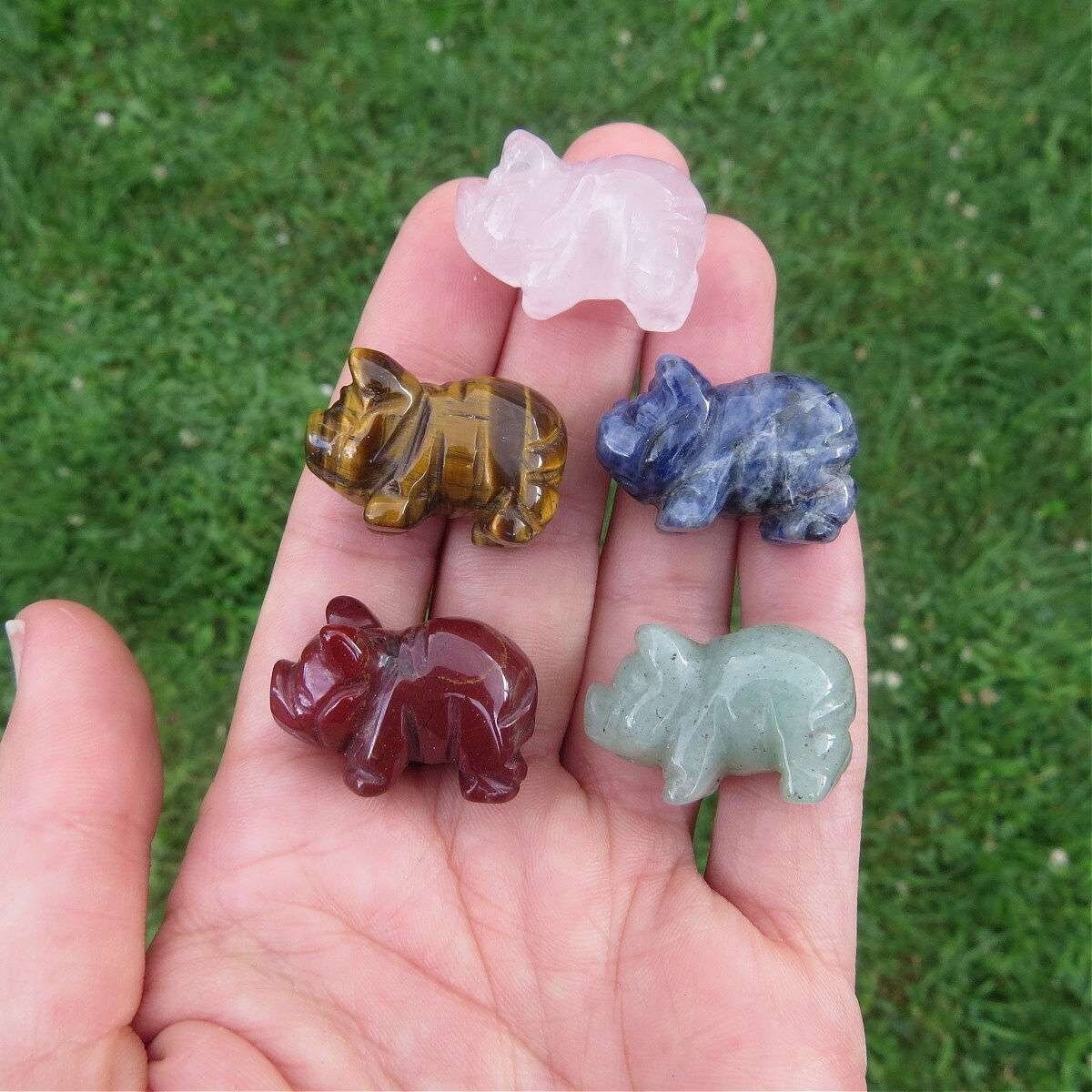Carved Gemstone Animal Figurines