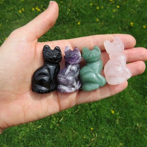 Crystal Cat Figurine 1.5" - Carved Stone Cat Decor - Cat Gift - Crystal ...