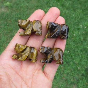 Mini Crystal Bear Figurine 1" - Bear Stone Animal Carving - Brown Bear ...