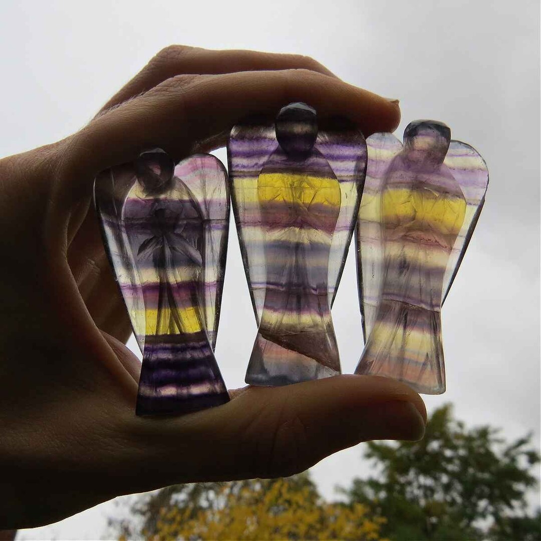 Rainbow Fluorite Crystal Angel Figurine 2" - Fluorite Stone Angel ...