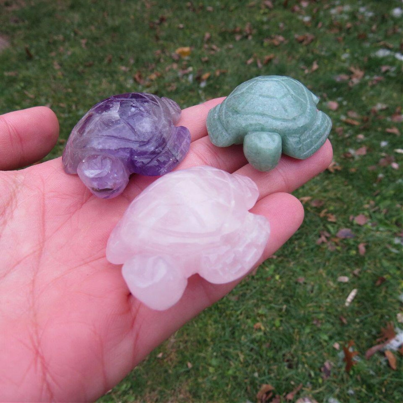 Crystal Sea Turtle Figurine 2" - Carved Stone Animal - Turtle Stone ...