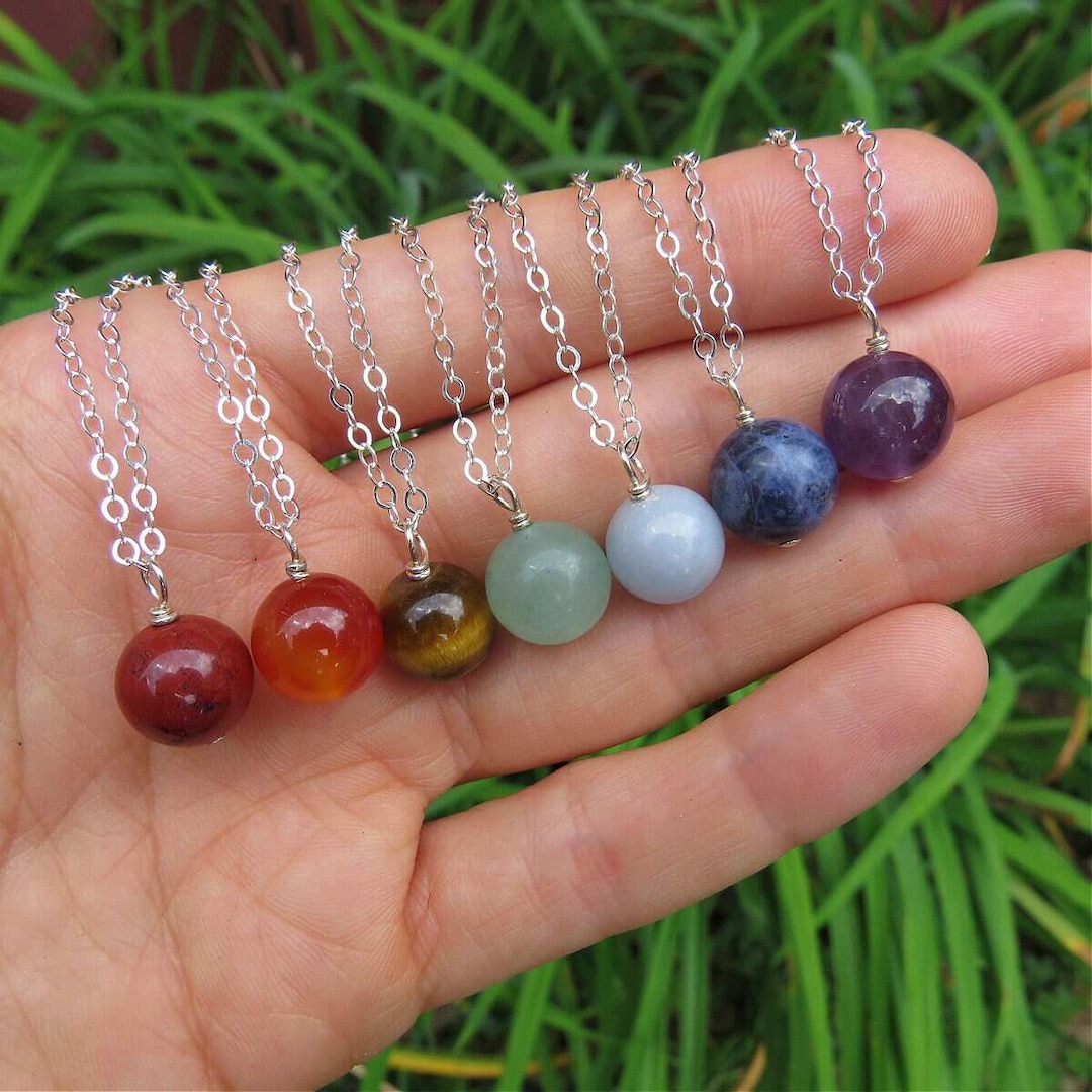 Mini Crystal Ball Necklace Sterling Silver - Round Stone Necklace ...