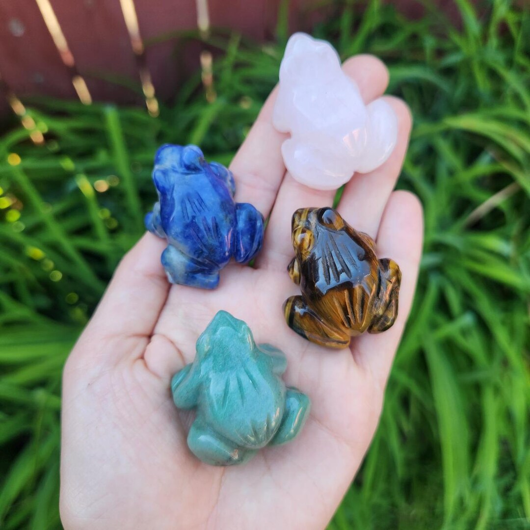 Crystal Frog Carving 1.5" - Frog Stone - Carved Crystal Animal Figurine ...