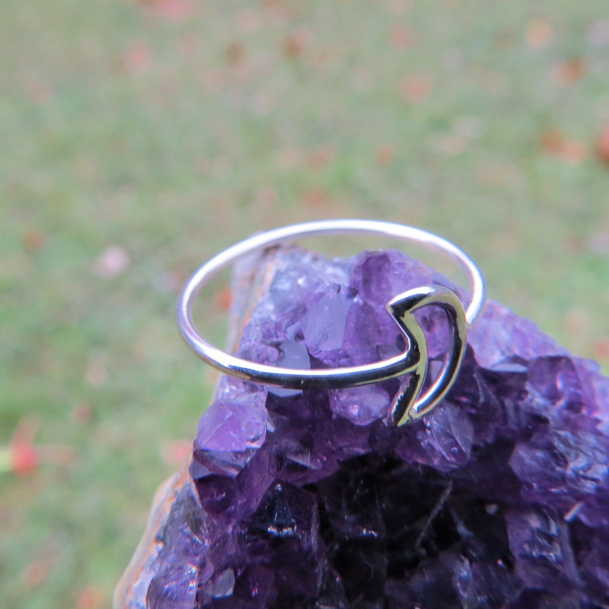Crescent Moon Ring Sterling Silver Open Half Moon Ring - Etsy