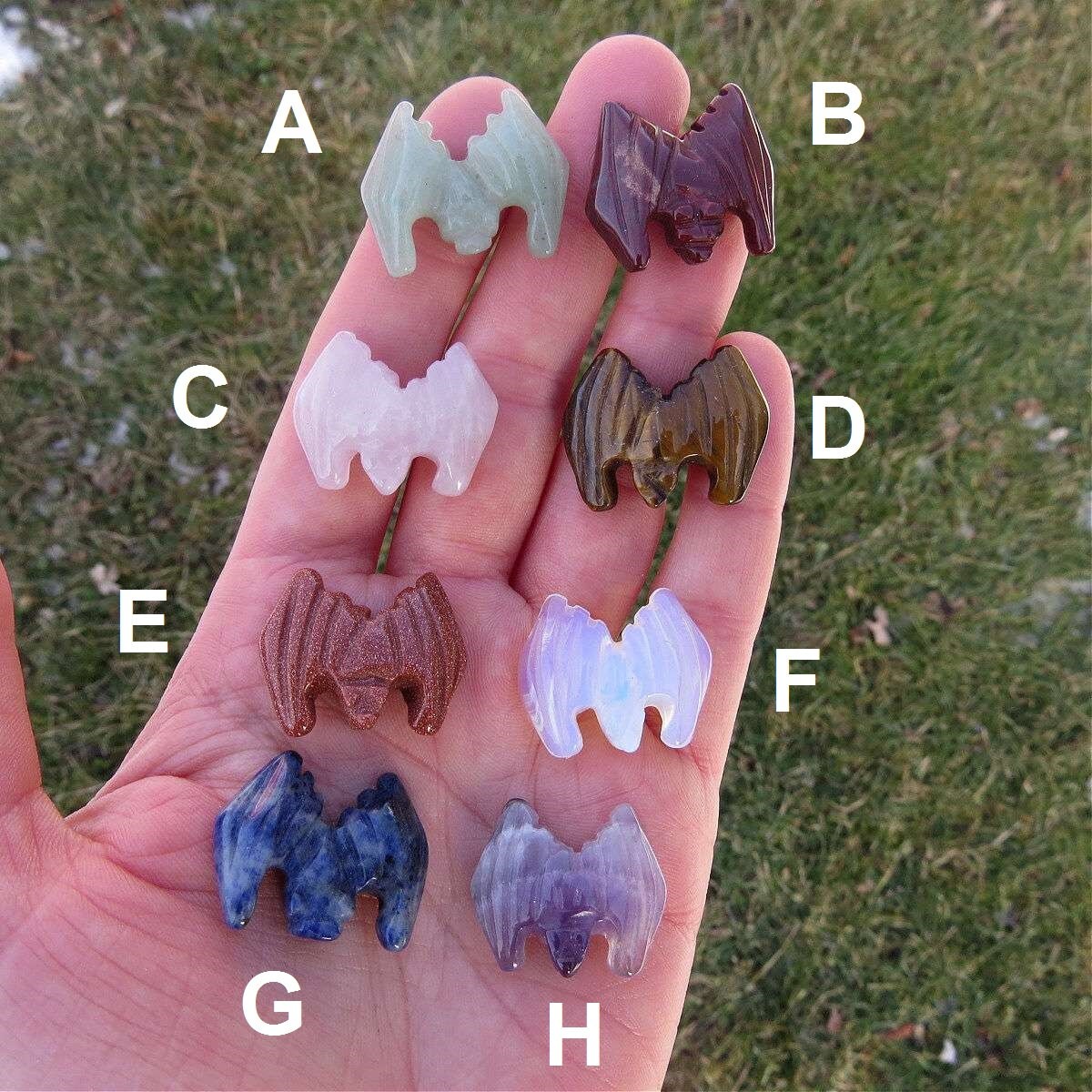 Mini Carved Crystal Bat Figurine 1 Carved Stone Animal | Etsy