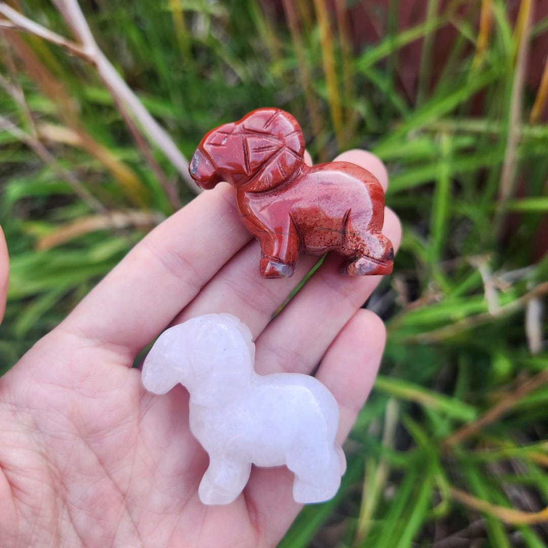 Crystal Ram Figurine 1.5" - Carved Stone Ram - Crystal Animal Carving ...
