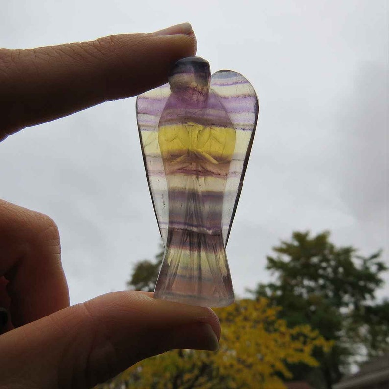 Rainbow Fluorite Crystal Angel Figurine 2" - Fluorite Stone Angel ...