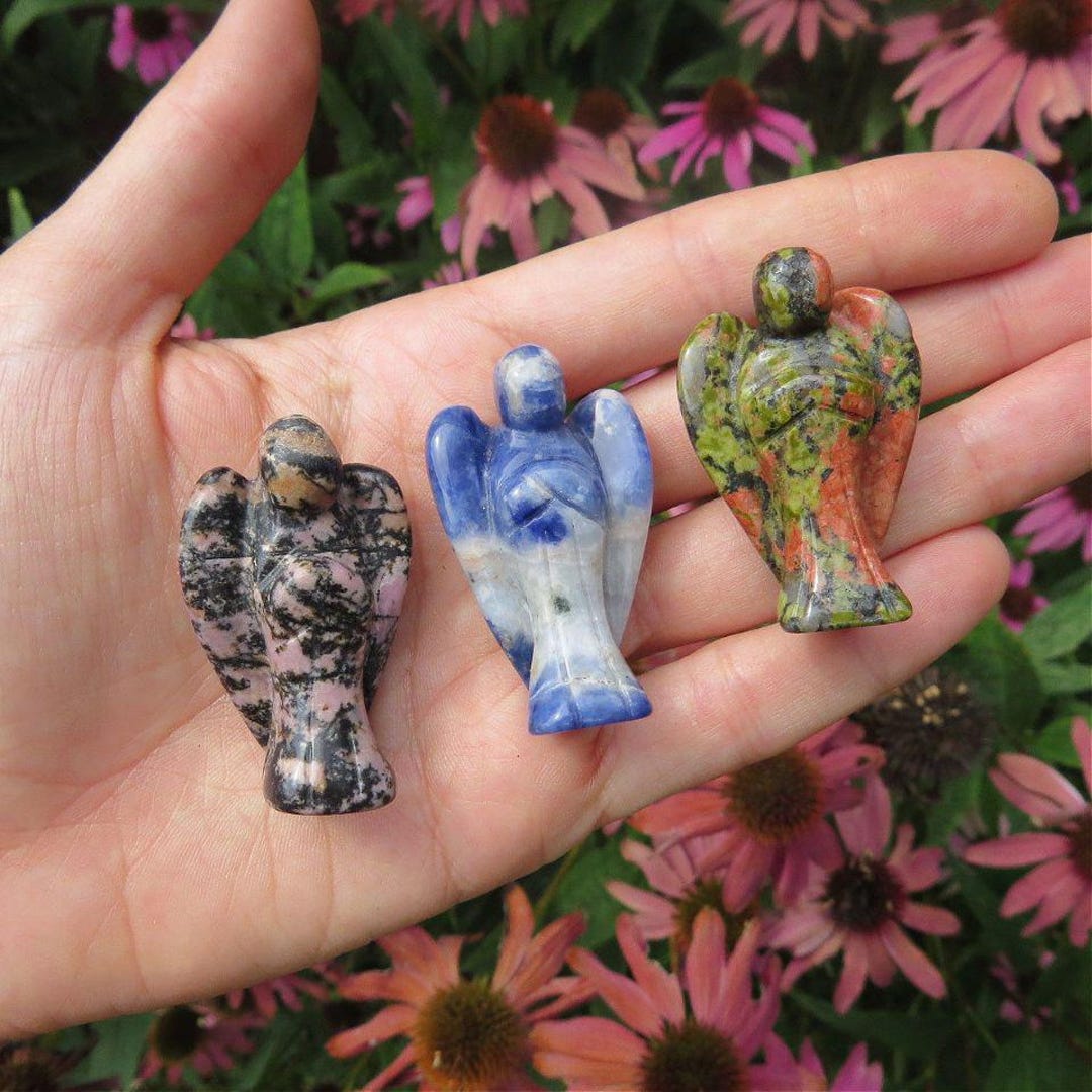 Crystal Angel Carving 1.5" - Stone Angel Figurine - Angel Decor ...