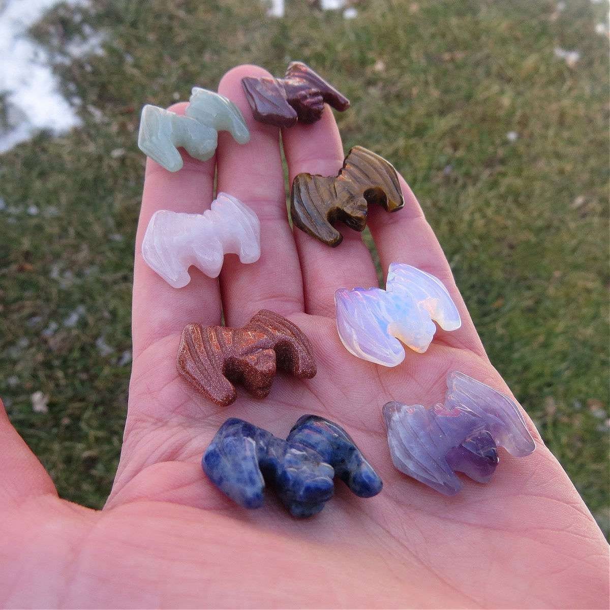 Mini Carved Crystal Bat Figurine 1 Carved Stone Animal | Etsy