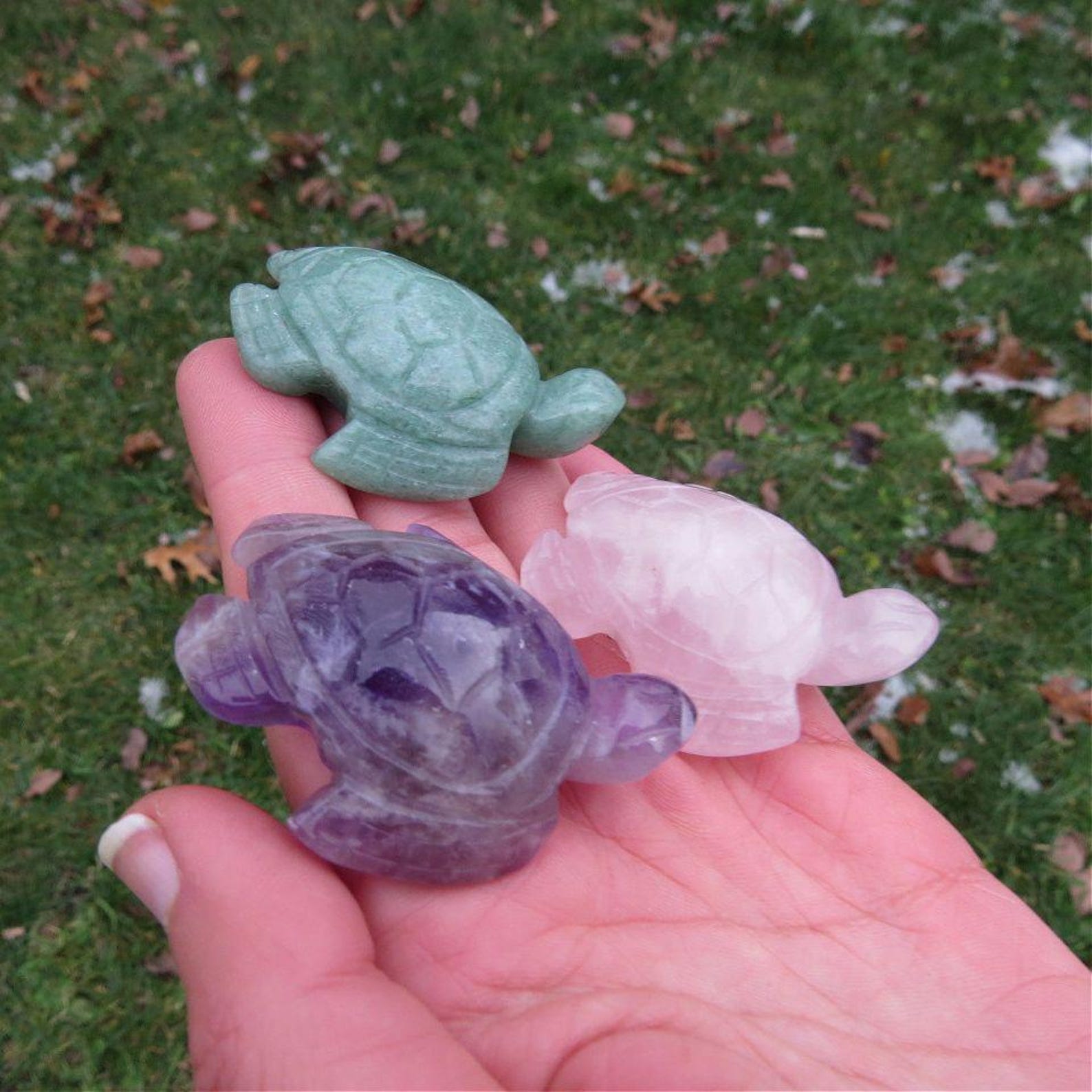 Crystal Sea Turtle Figurine 2" - Carved Stone Animal - Turtle Stone ...