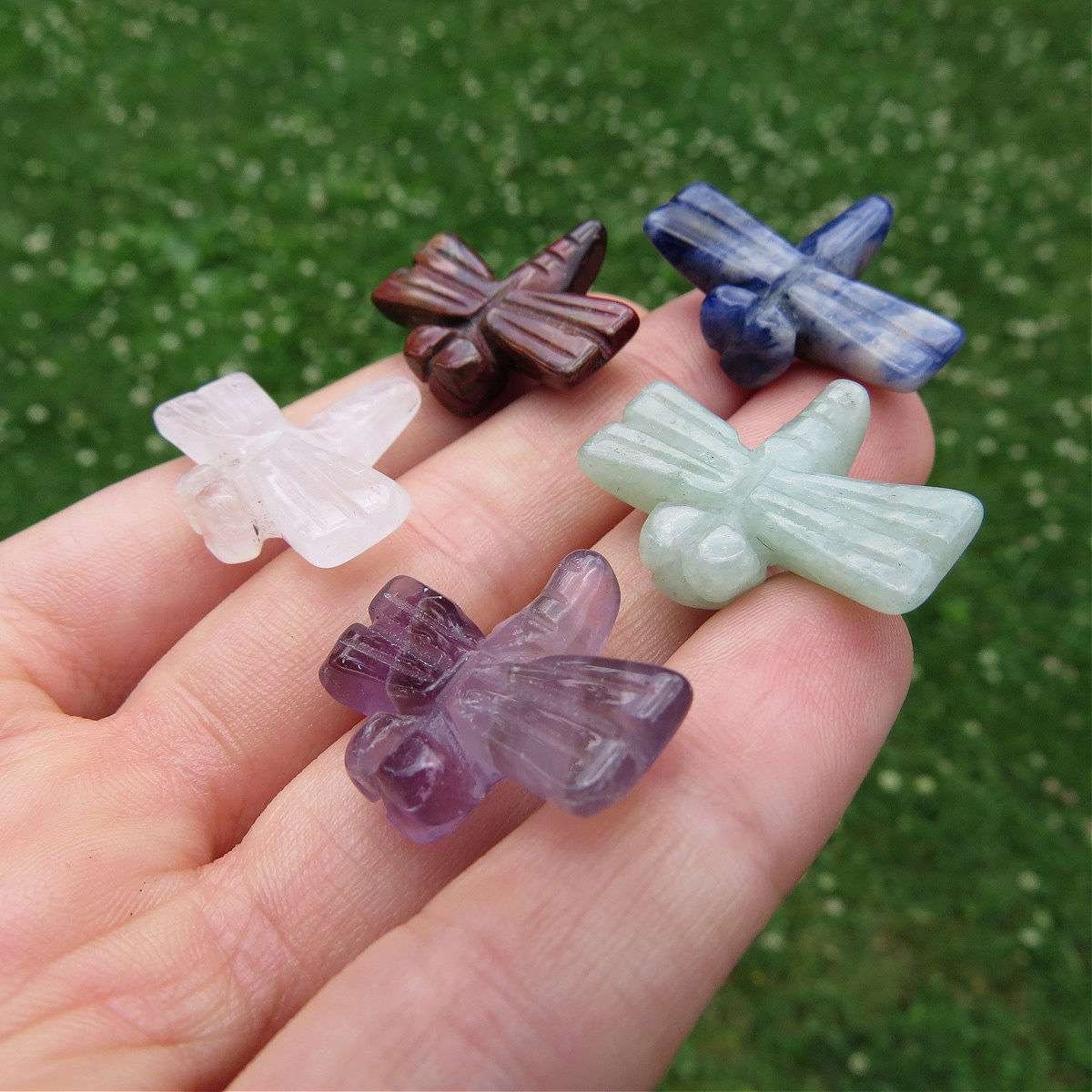 Mini Carved Crystal Dragonfly Figurine 1 Carved Stone | Etsy