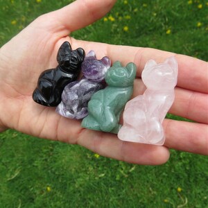 Crystal Cat Figurine 1.5" - Carved Stone Cat Decor - Cat Gift - Crystal ...