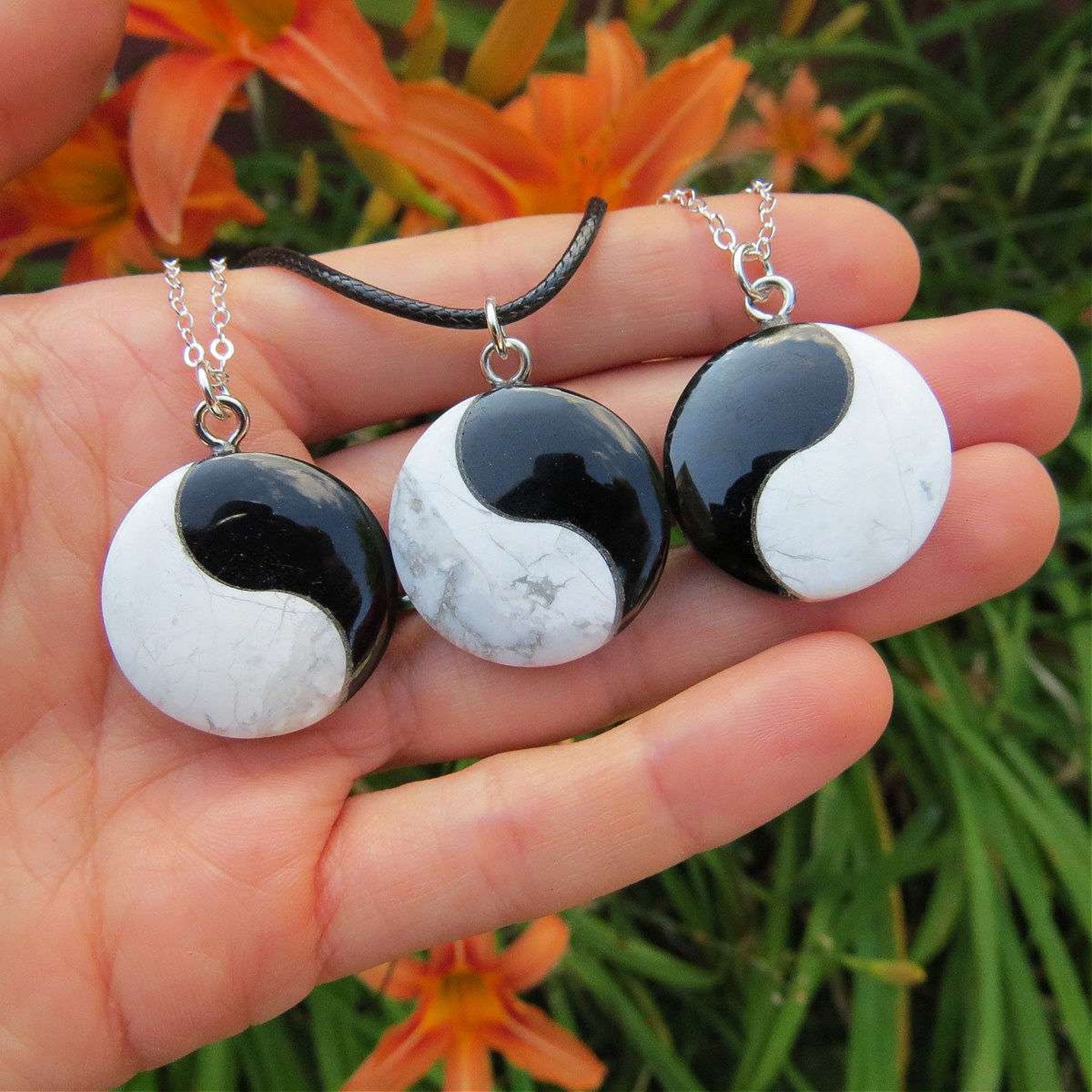 Yin Yang Stone Necklace Silver Spiritual Necklace Yin Yang - Etsy