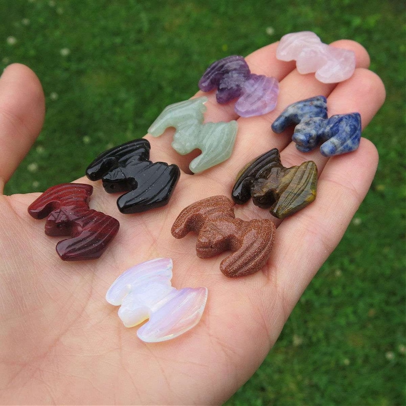Mini Carved Crystal Bat Figurine 1 Carved Stone Animal - Etsy