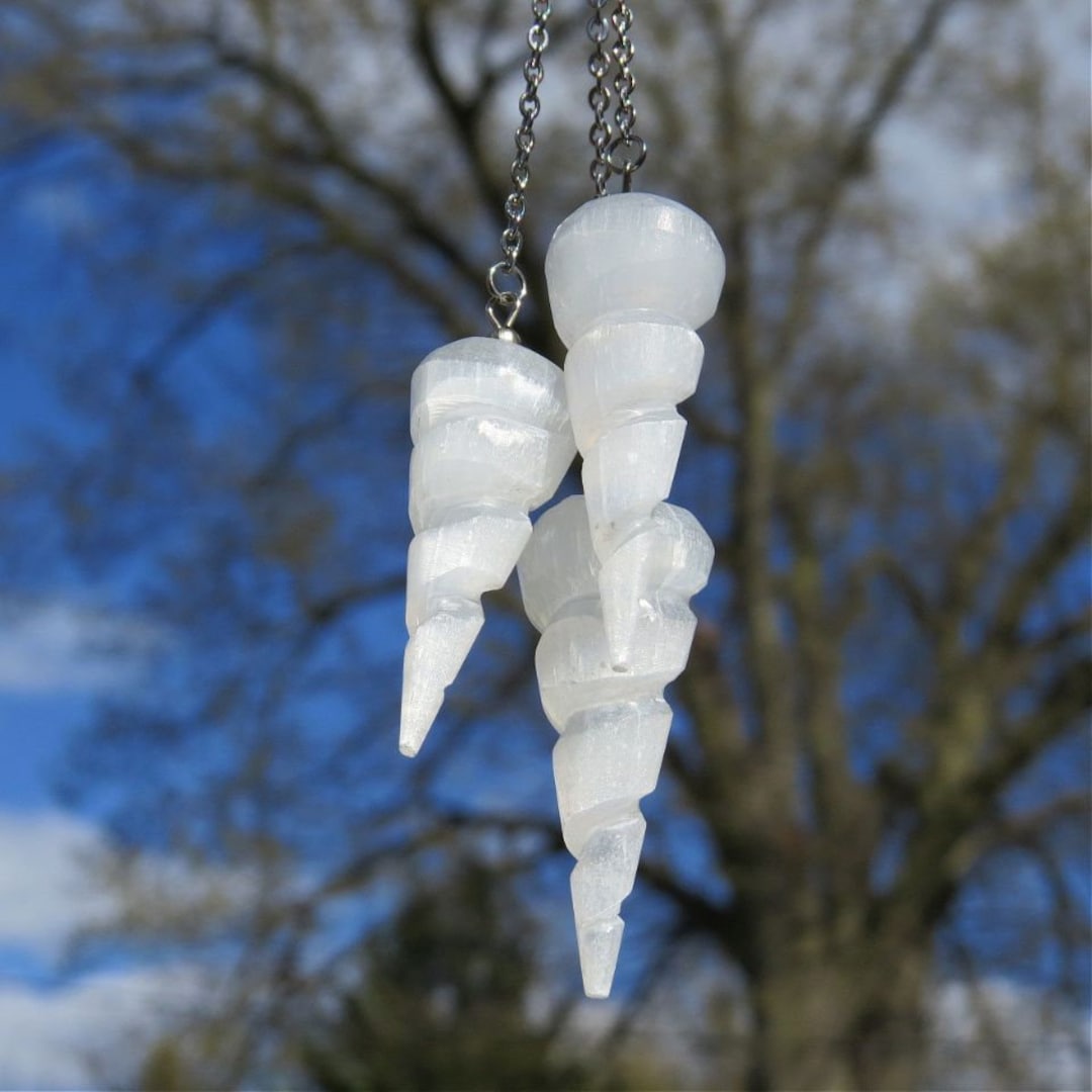 Selenite Crystal Spiral Pendulum 1.5 Selenite Stone Pendulum for ...