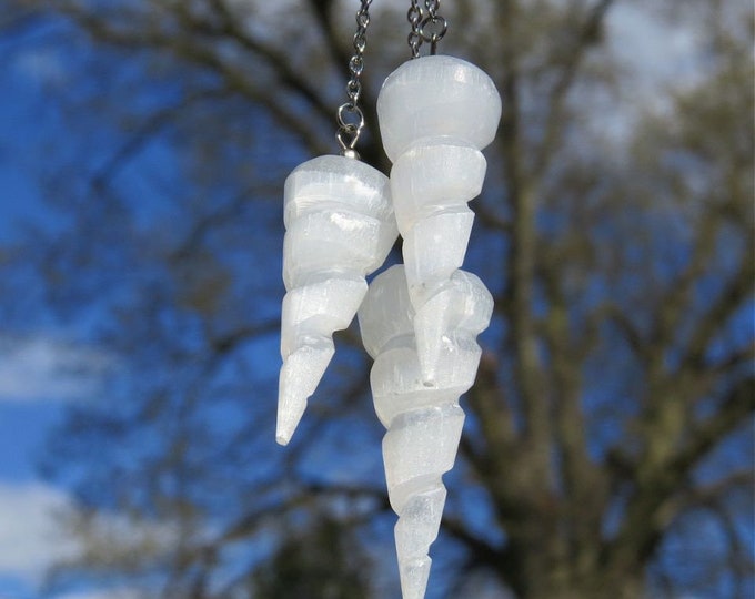 Selenite Crystal Spiral Pendulum 1.5" Selenite Stone Pendulum for Divination - Crystal Pendulum ...