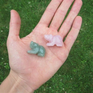 Mini Crystal Bear Figurine 1" - Carved Stone Animal Totem - Bear Stone ...