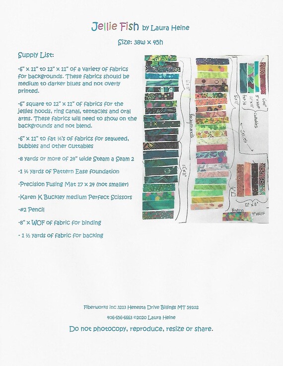Craft Supplies & Tools JELLIE FISH Collage Quilt Pattern by Laura Heine ...