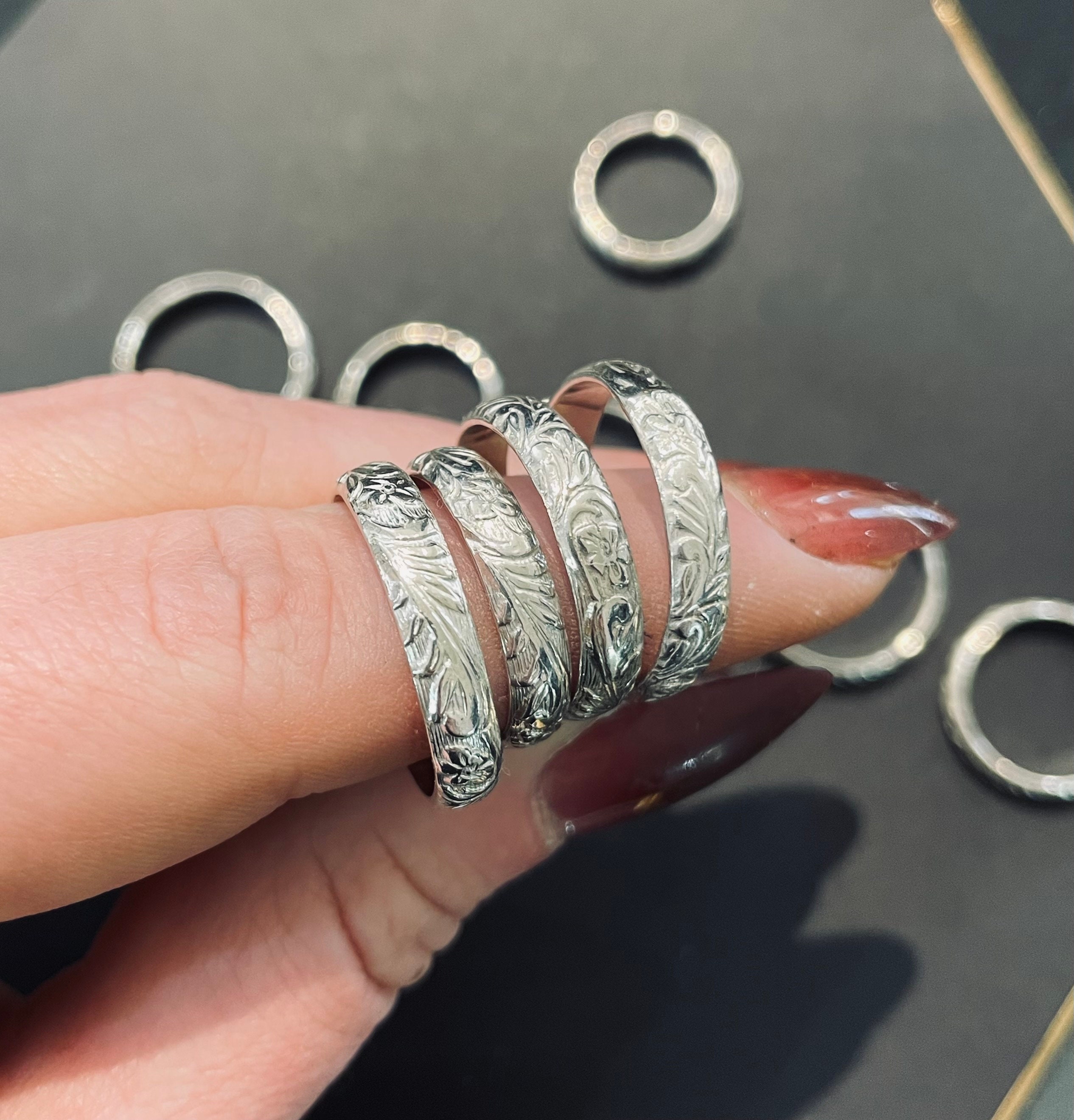 Rounded Edge Floral Stacker Bands - Etsy