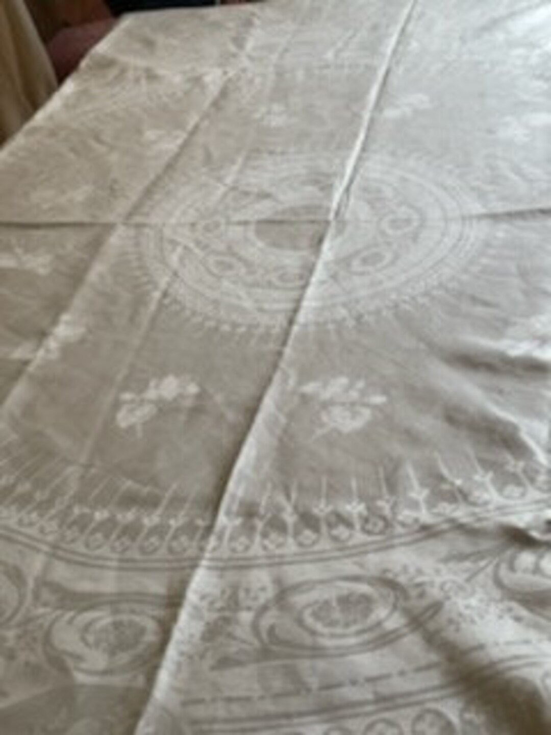 Crisp,beautiful,white Vintage Damask Tablecloth. - Etsy