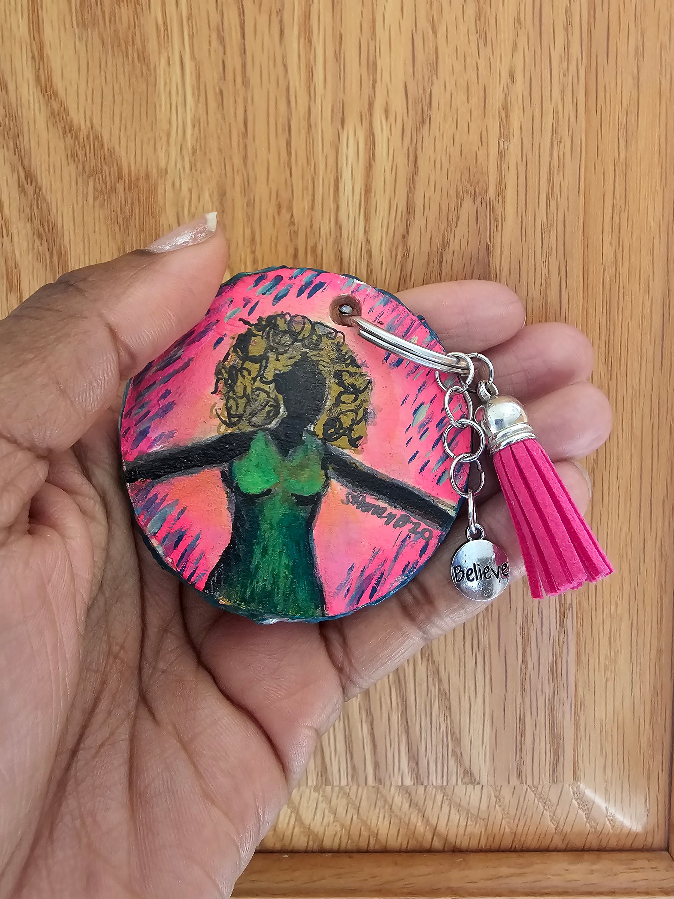 Black Woman Keychain, Hand Painted Keychain,black Girl Gifts, Keyrings ...
