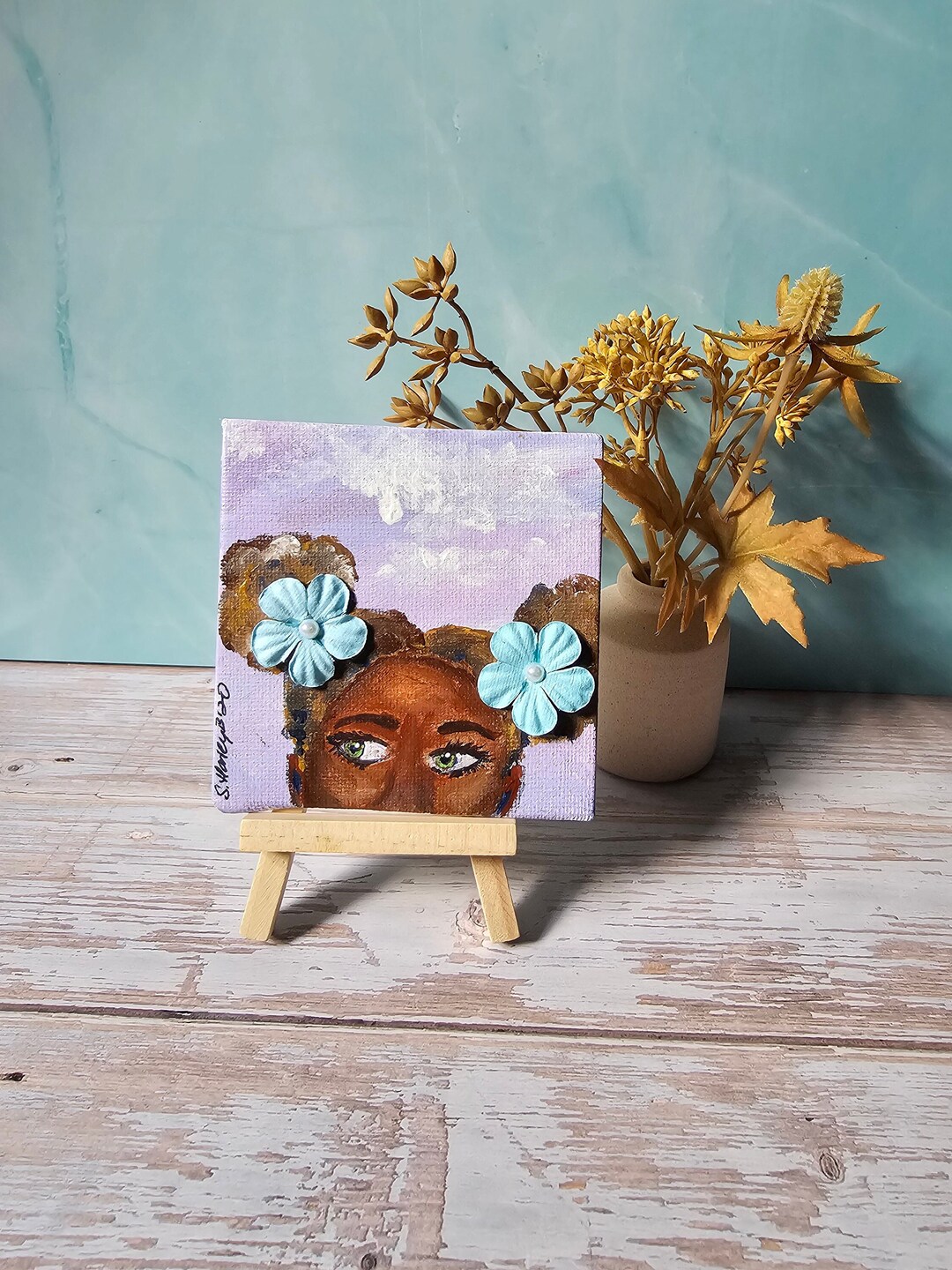 Mini Painting Black Girl, Mini Canvas Painting, Black Girl Magic ...