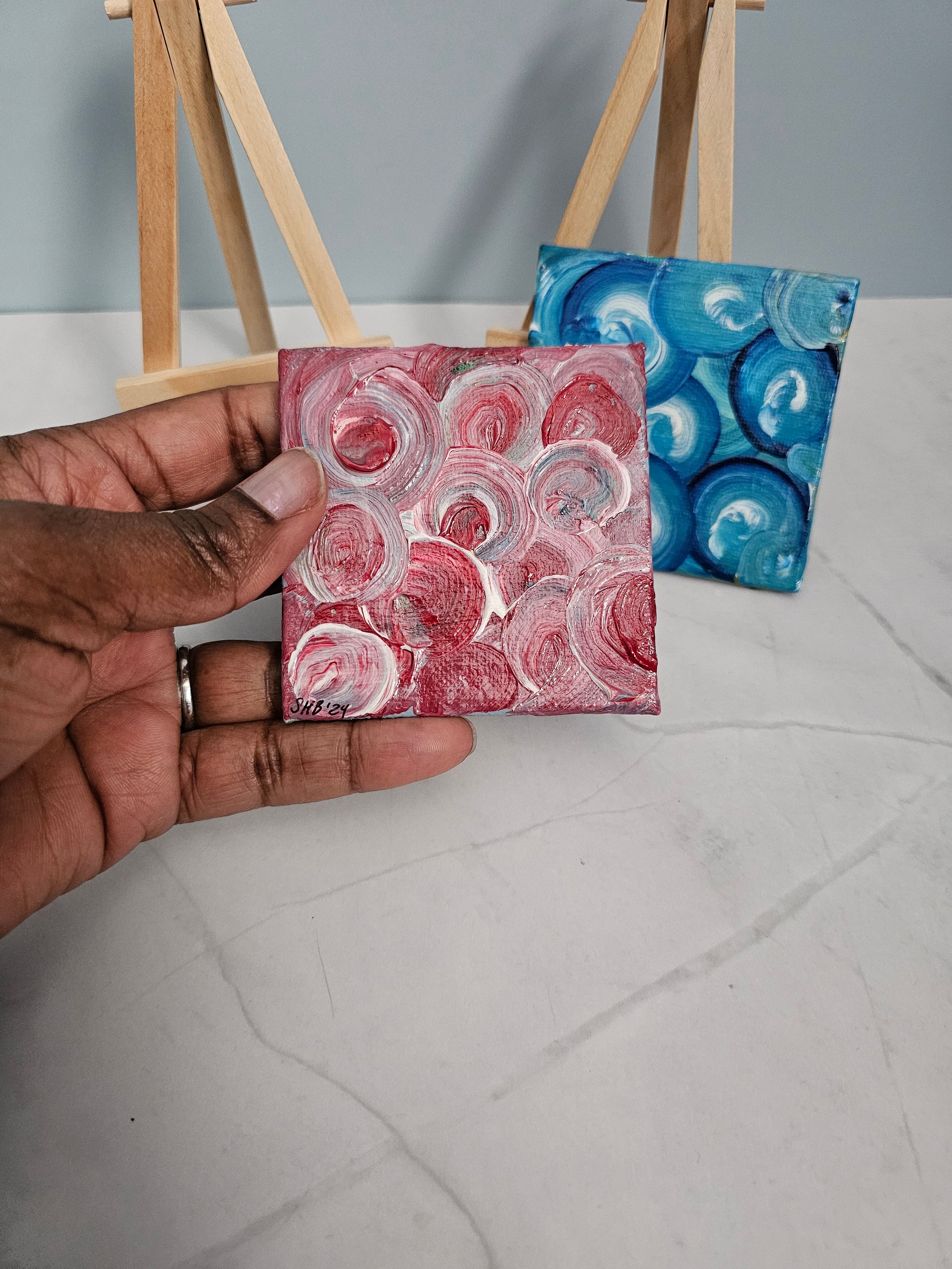 Mini Abstract Paintings, Miniature Artwork for Desk, Mini Painting on ...