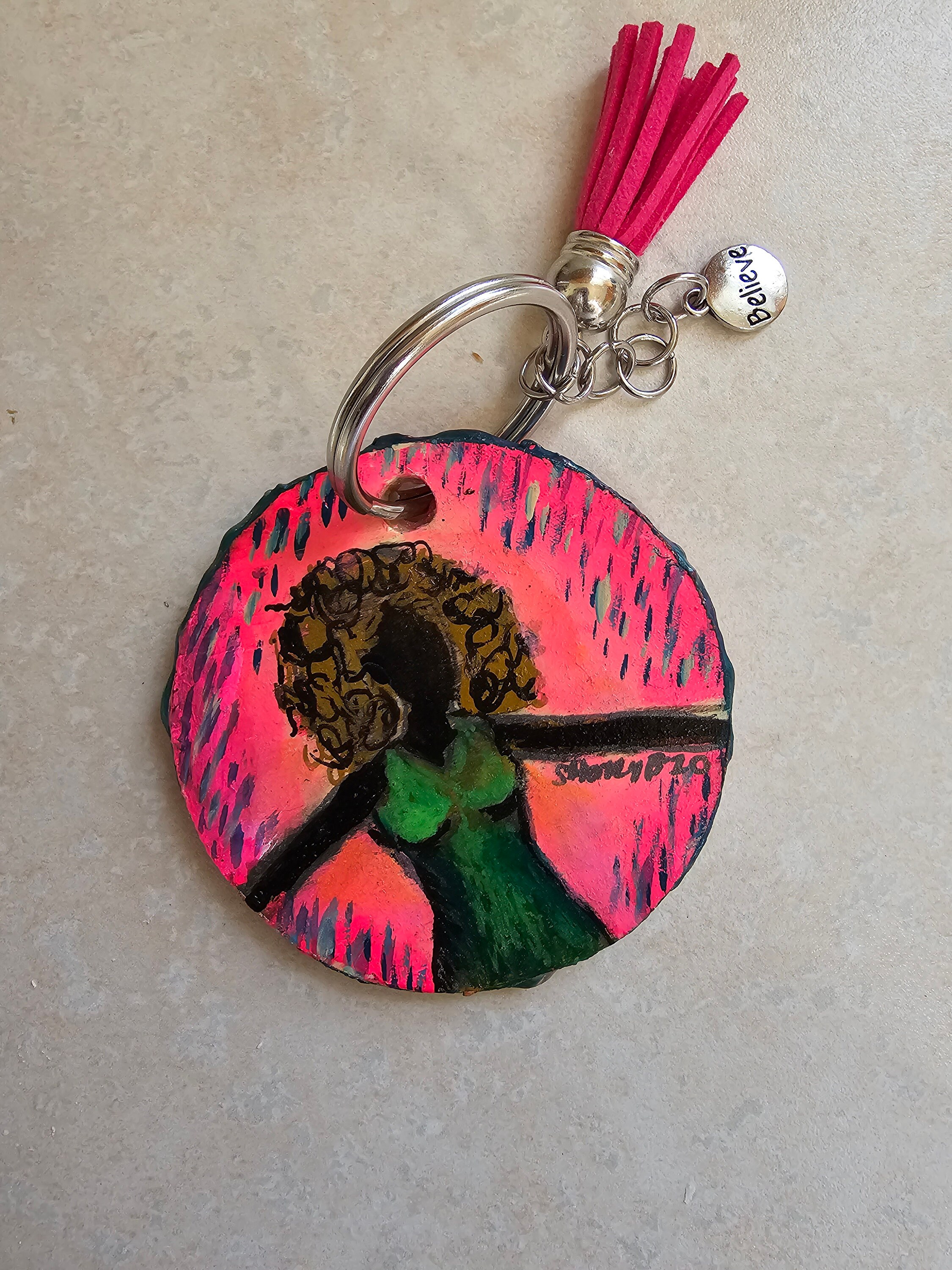 Black Woman Keychain, Hand Painted Keychain,black Girl Gifts, Keyrings ...