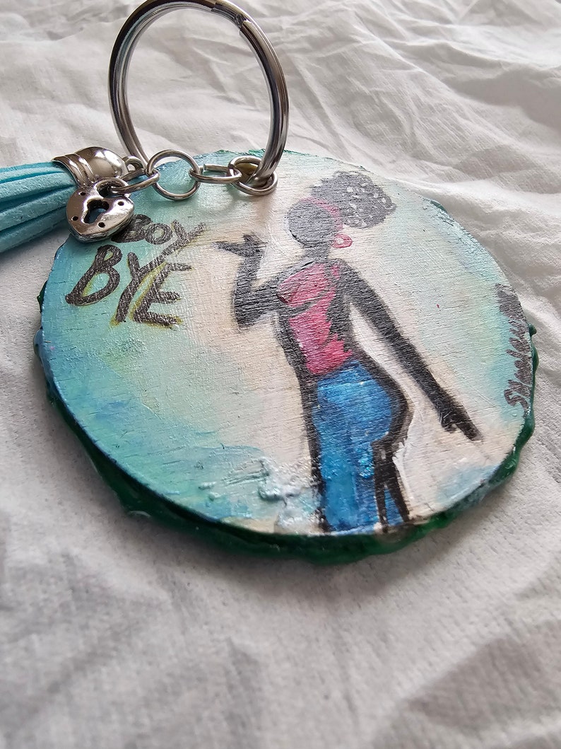 Black Girl Keychain, Hand Painted Keychain, Keyring for Artist, Gift ...