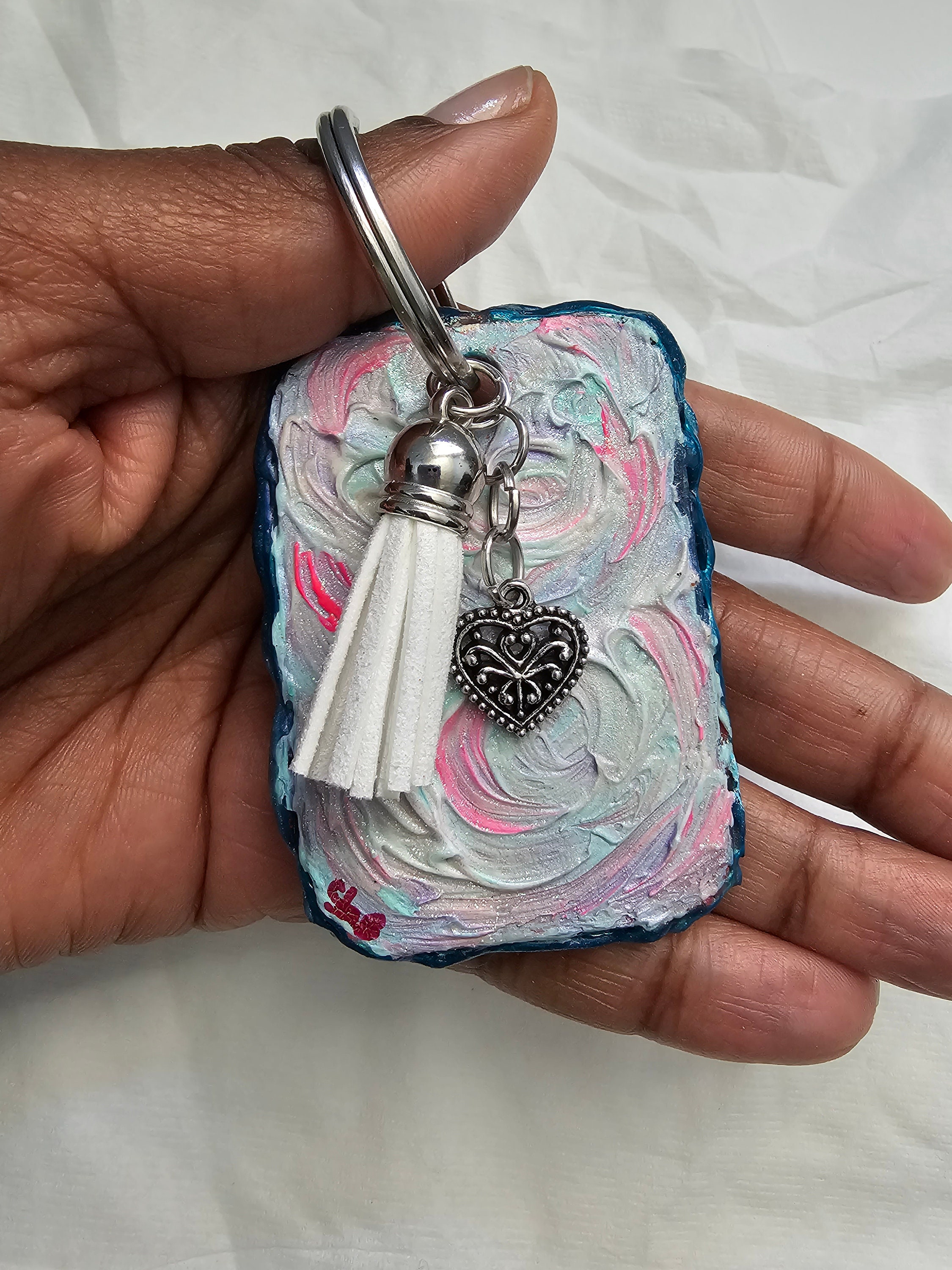 Wooden Keychain, Abstract Art Keychain, Keychain for Artist, Zipper ...