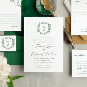 Regal wedding invitation Wedding crest invitation Monogram | Etsy