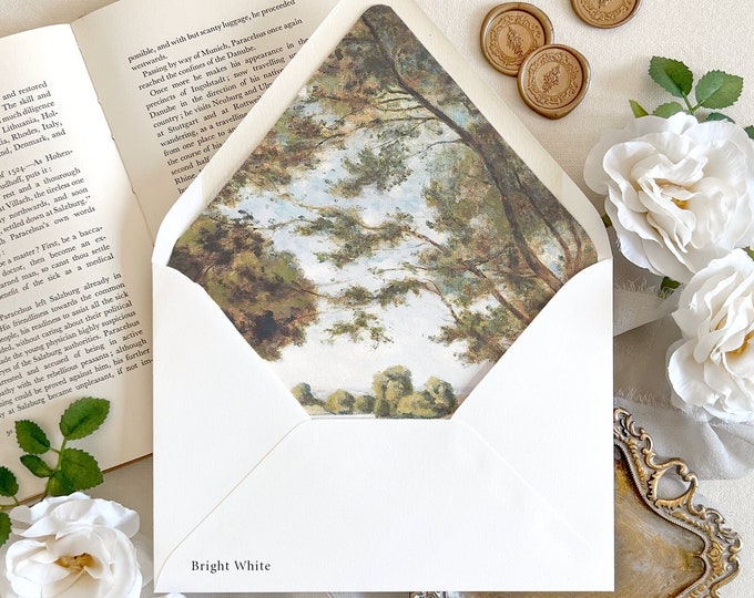 Fine Art Envelope Liners, Forest Wedding Invitation Envelopes ...