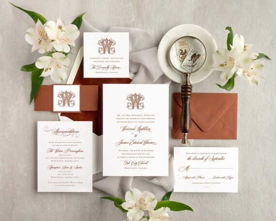 Custom monogram wedding invitation Monogrammed wedding | Etsy